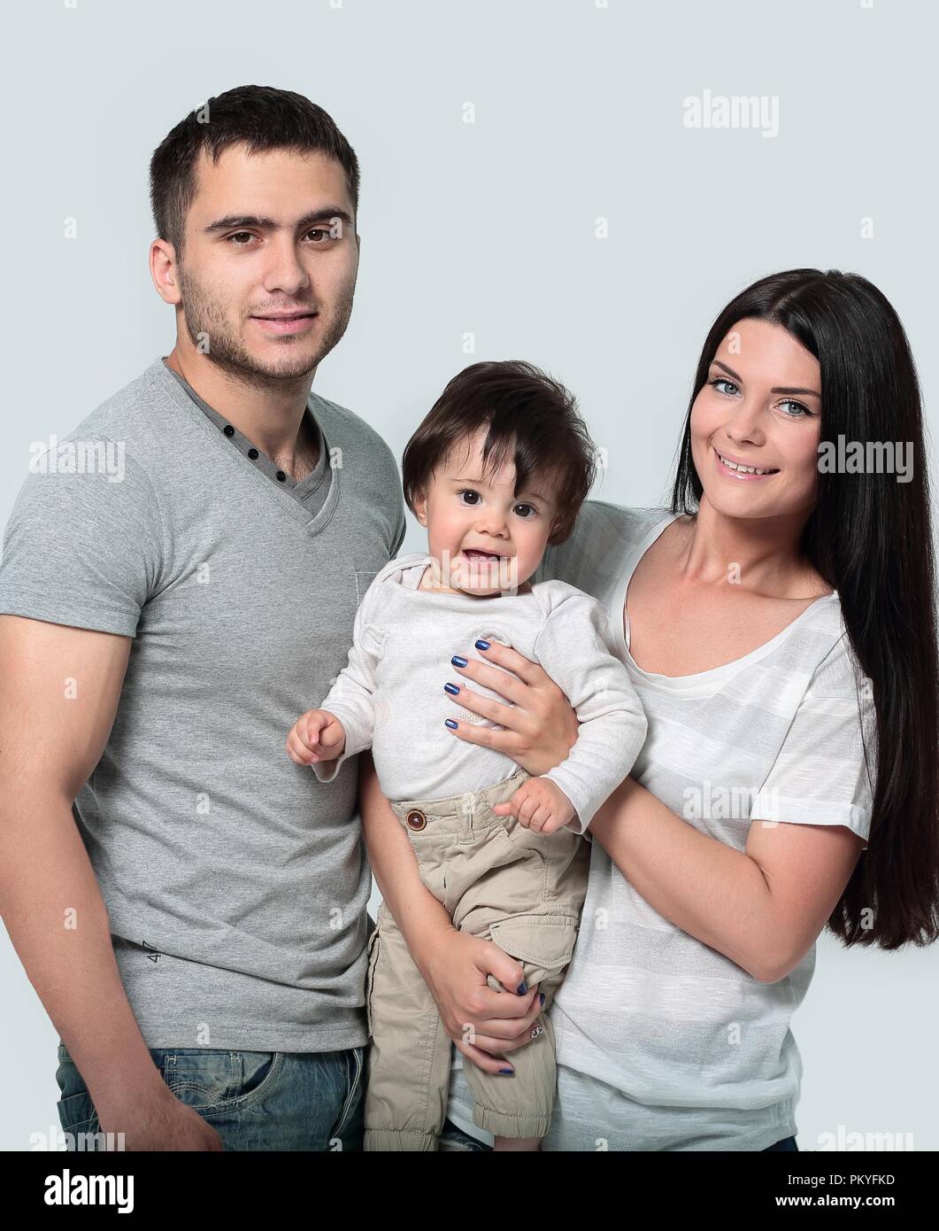 happy smiling family isolated on white background Stock Photo - Alamy