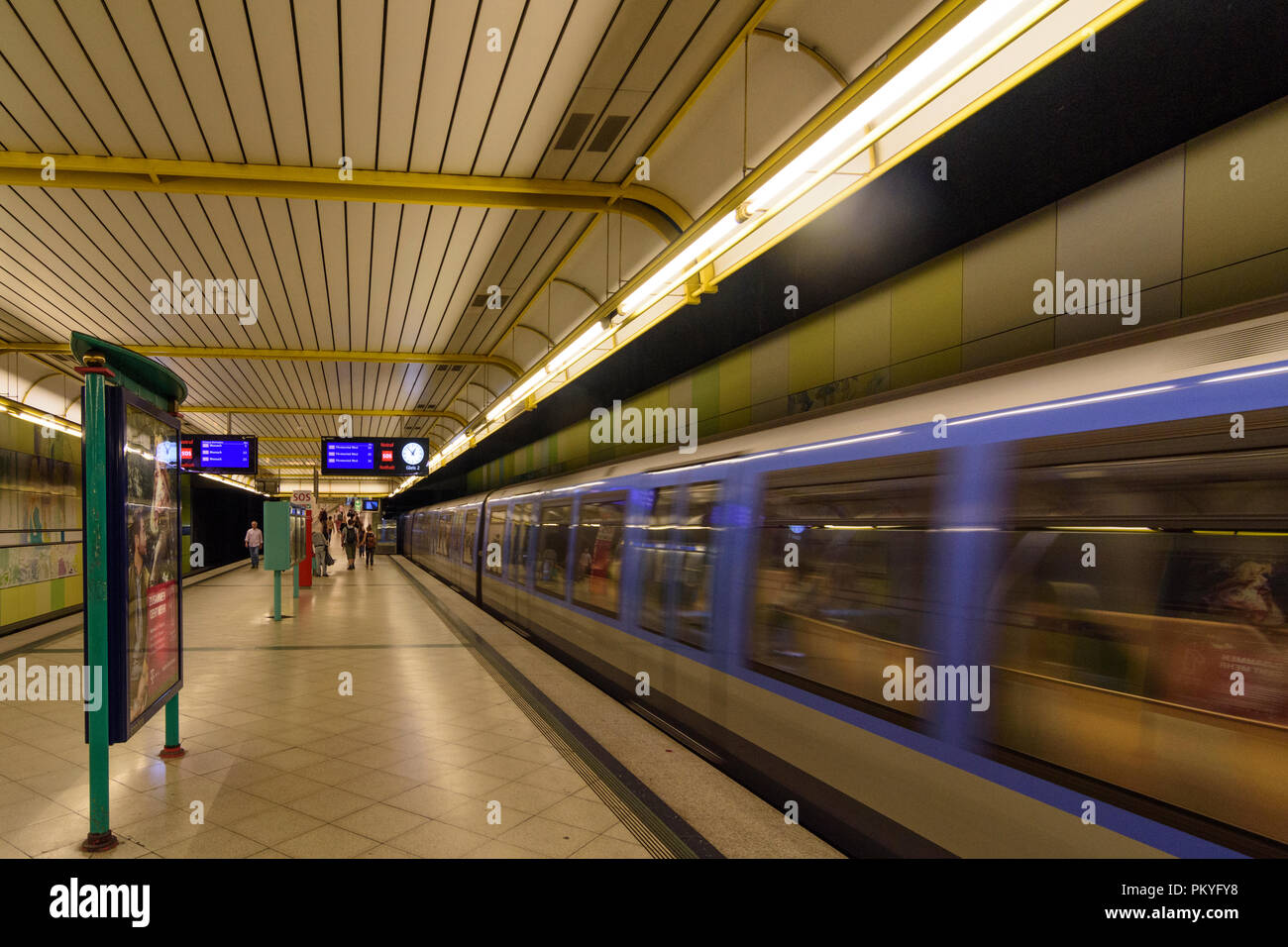 München, Munich: subway station Thalkirchen, subway train, Oberbayern ...