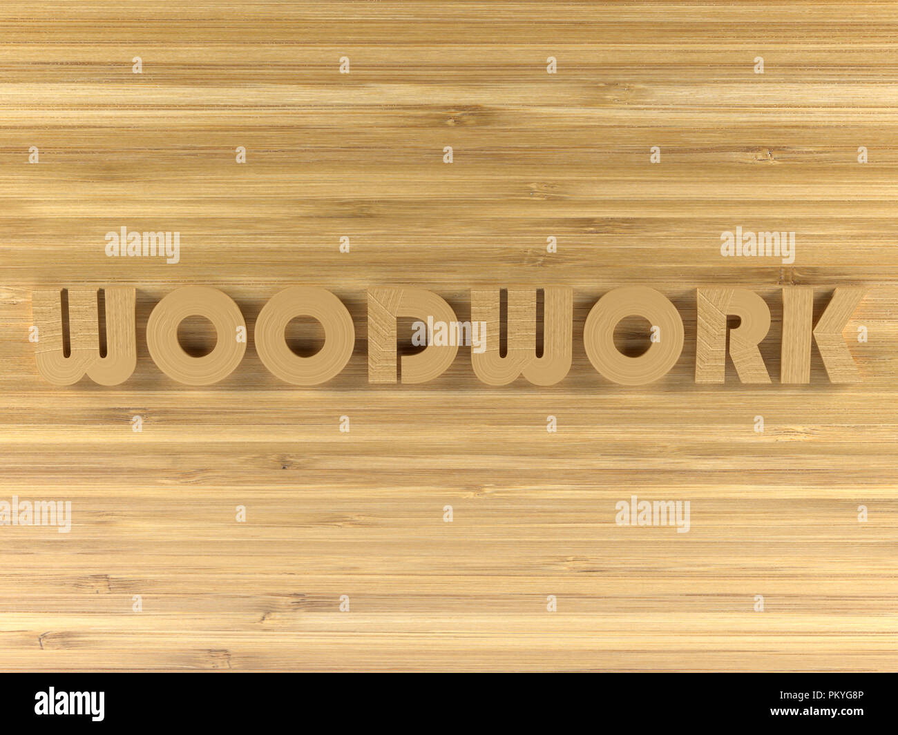 Wooden background with text of woodwork, 3D render Stock Photo - Alamy