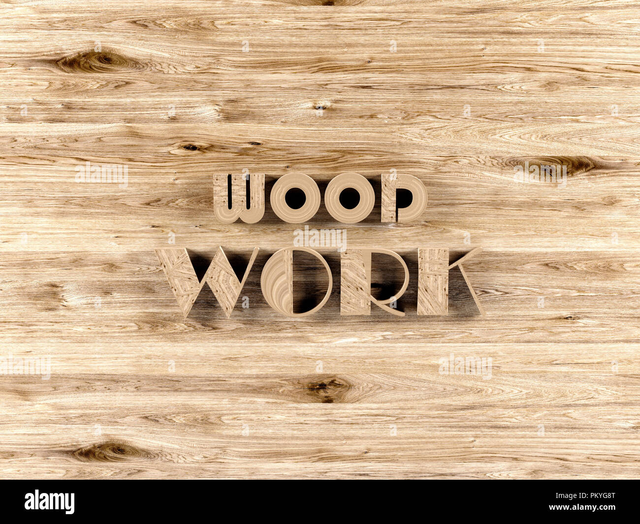 Wooden background with text of woodwork, 3D render Stock Photo - Alamy