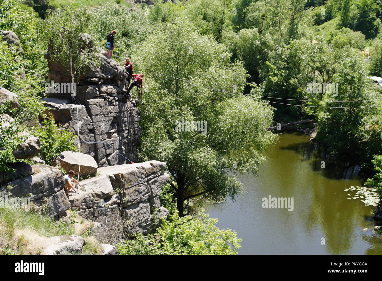 Rope crossing the river in the canyon in eastern Europe Stock Photo - Alamy