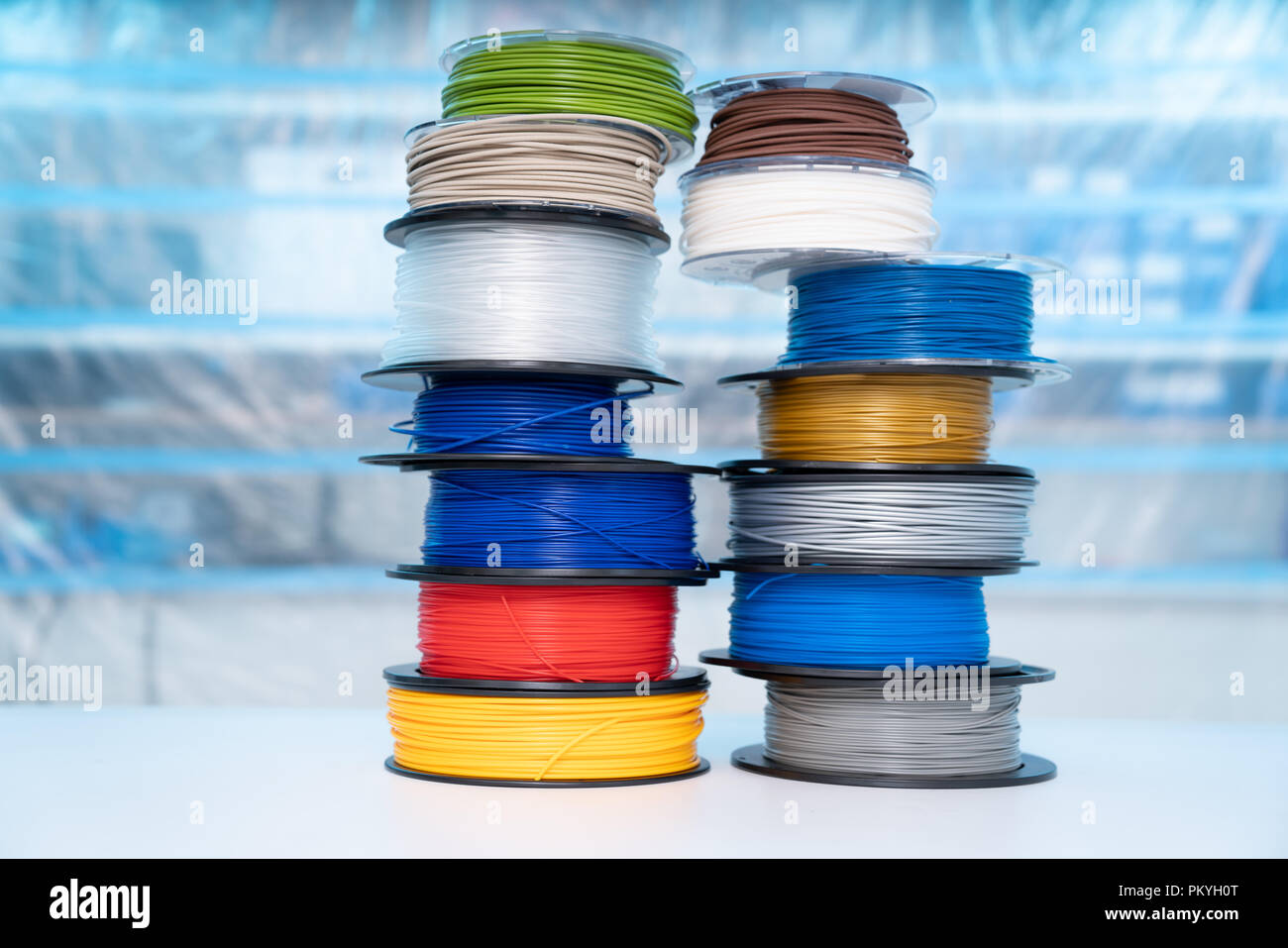 color plastic PLA and ABS filament for printing on a 3D printer Stock ...