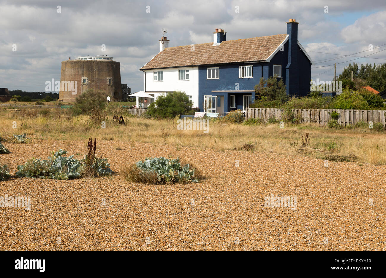 Beach house and historic Martello tower AA, Shingle Street, Suffolk ...