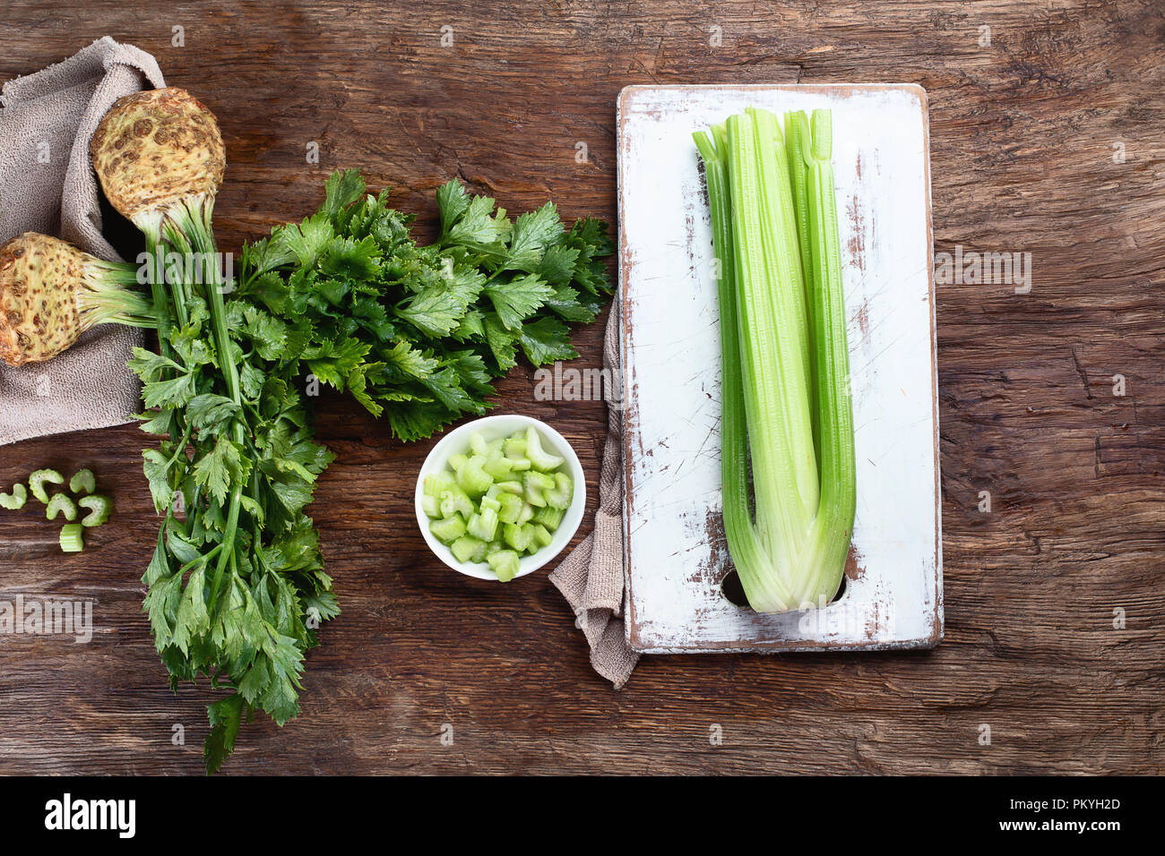 Fresh celery. Top view. Local organic food Stock Photo - Alamy