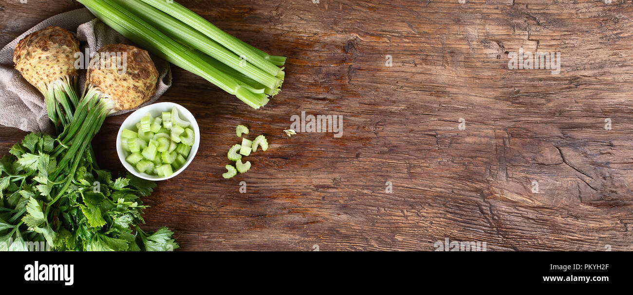 Fresh celery. Top view. Local organic food Stock Photo - Alamy