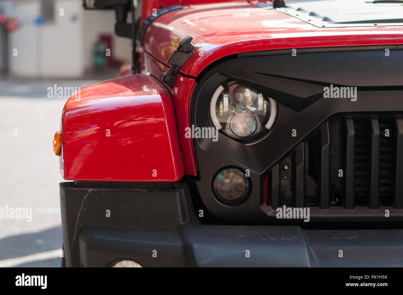 front view of the car on the headlight and bumper Stock Photo - Alamy