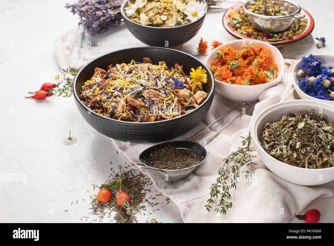Various herbal tea. Top view Stock Photo - Alamy