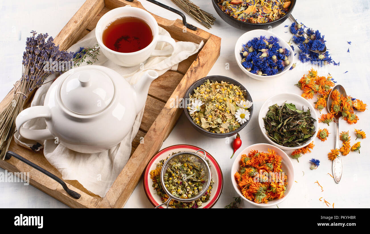 Different type of tea. View from above Stock Photo - Alamy