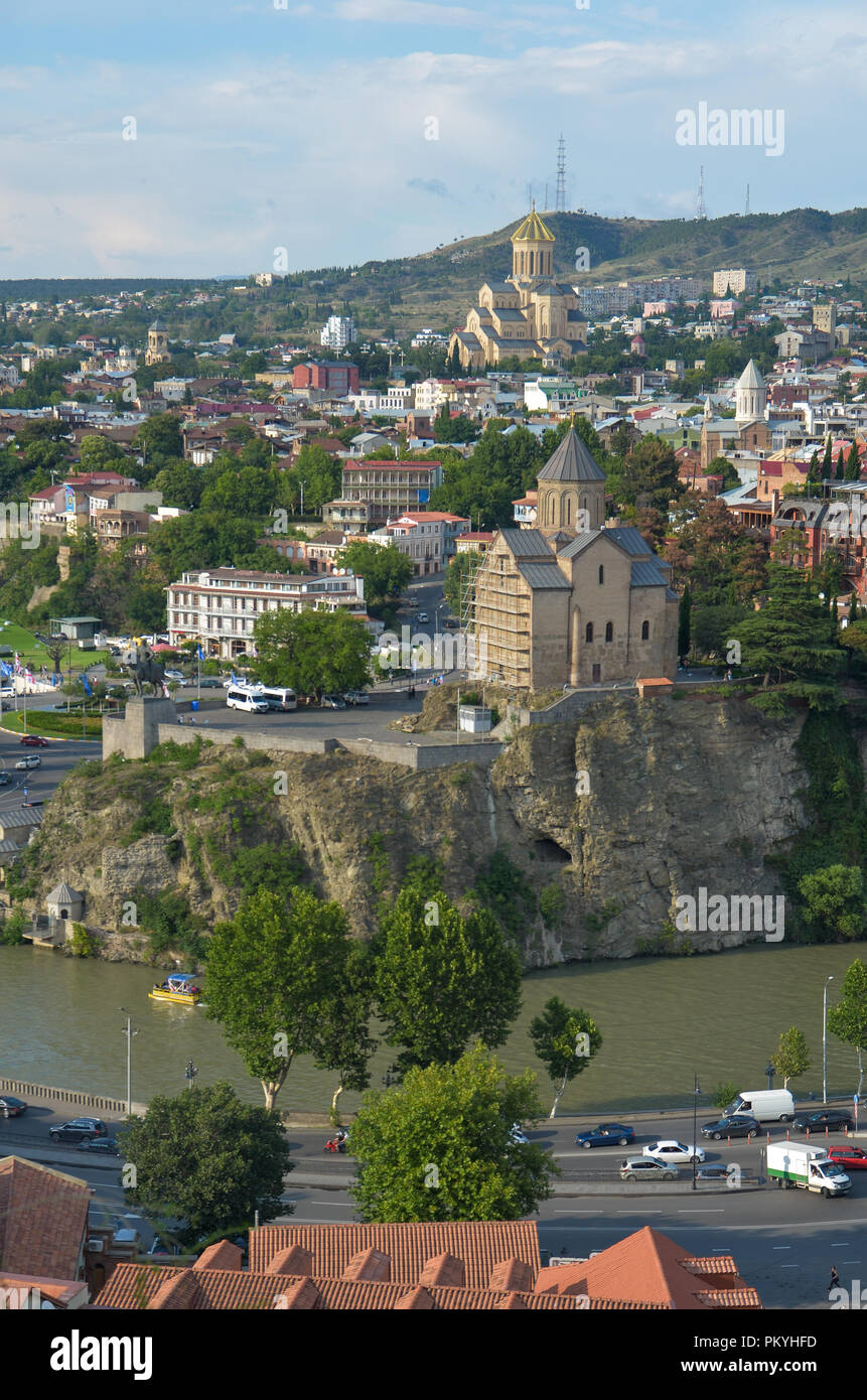 Tbilisi (Tiflis) and the Holy Trinity Cathedral, Georgia Stock Photo ...