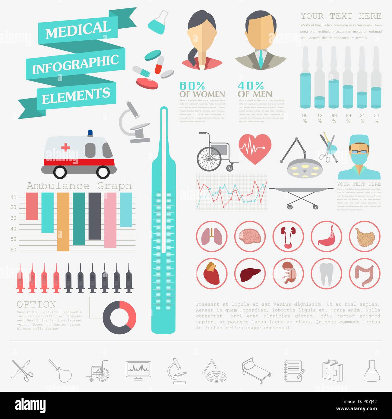 Medical and healthcare infographic, elements for creating infographics ...