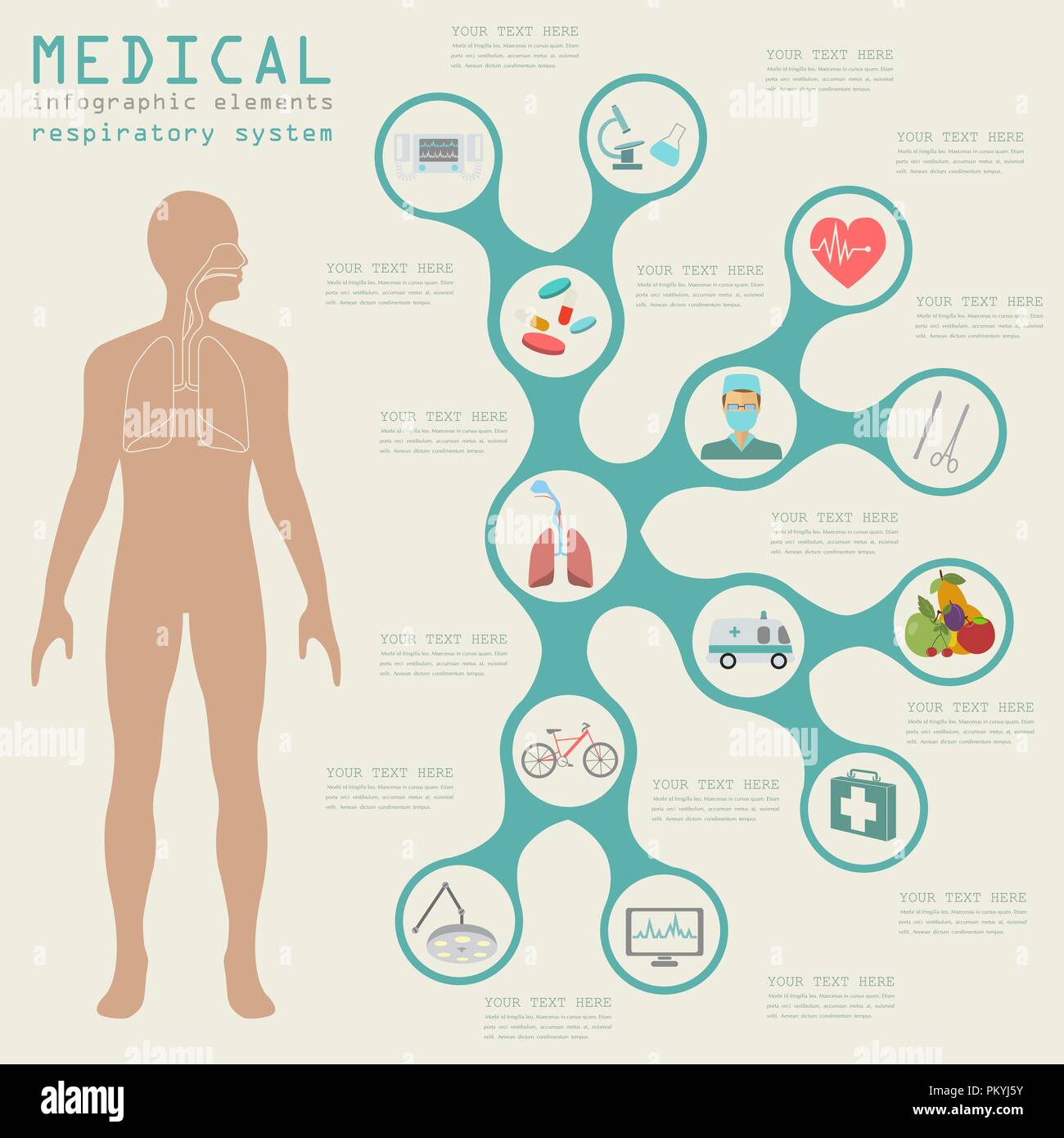 Medical and healthcare infographic, respiratory system infographics ...