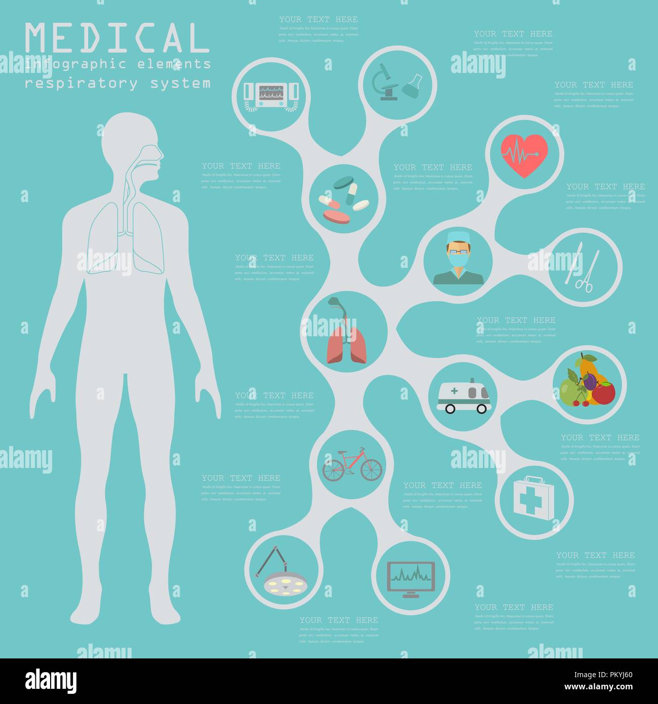 Medical and healthcare infographic, respiratory system infographics ...