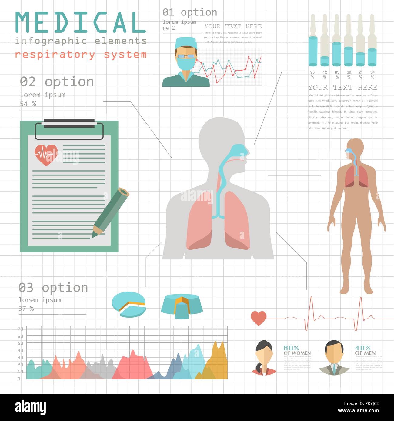 Medical and healthcare infographic, respiratory system infographics ...