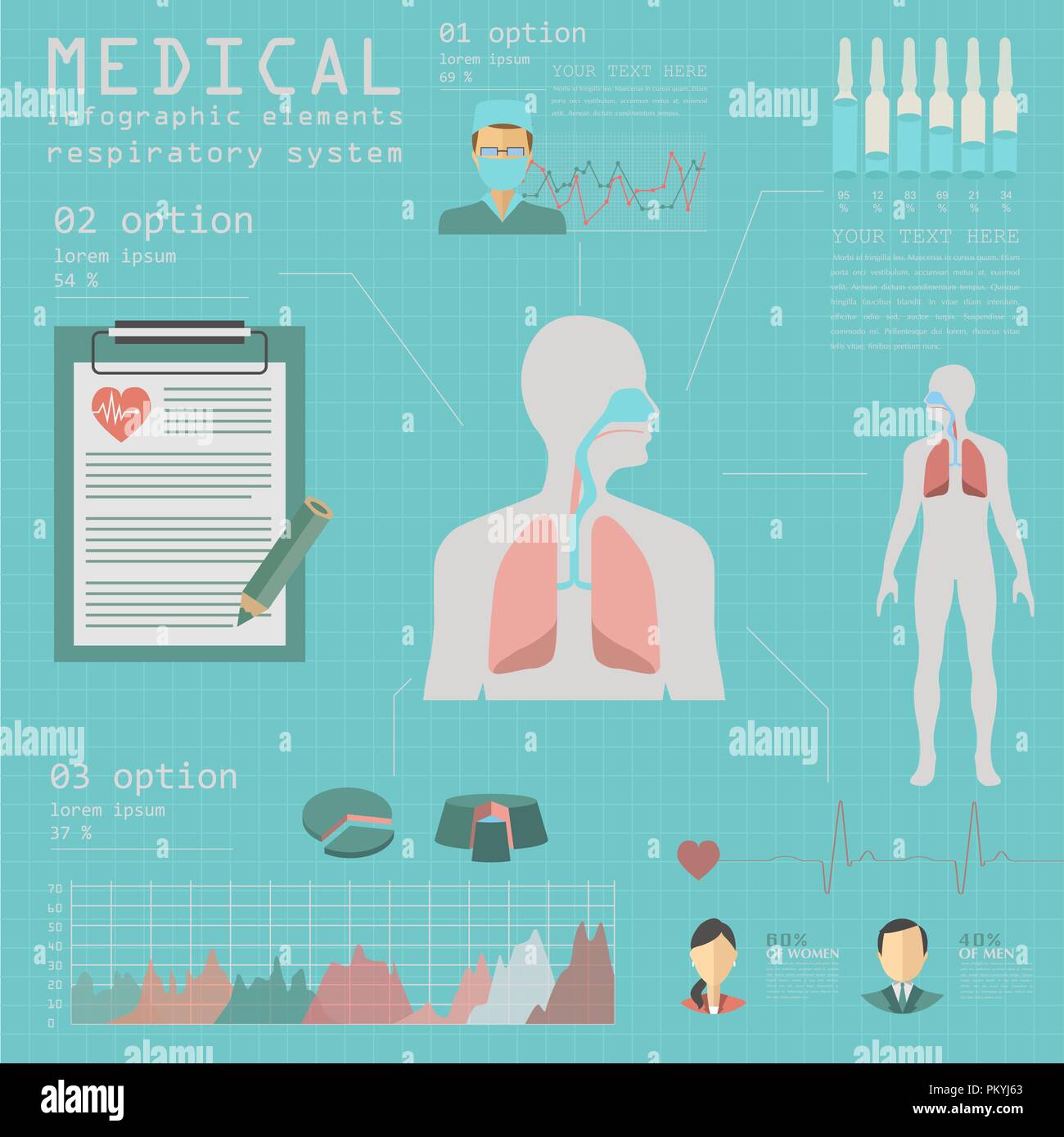 Medical and healthcare infographic, respiratory system infographics ...