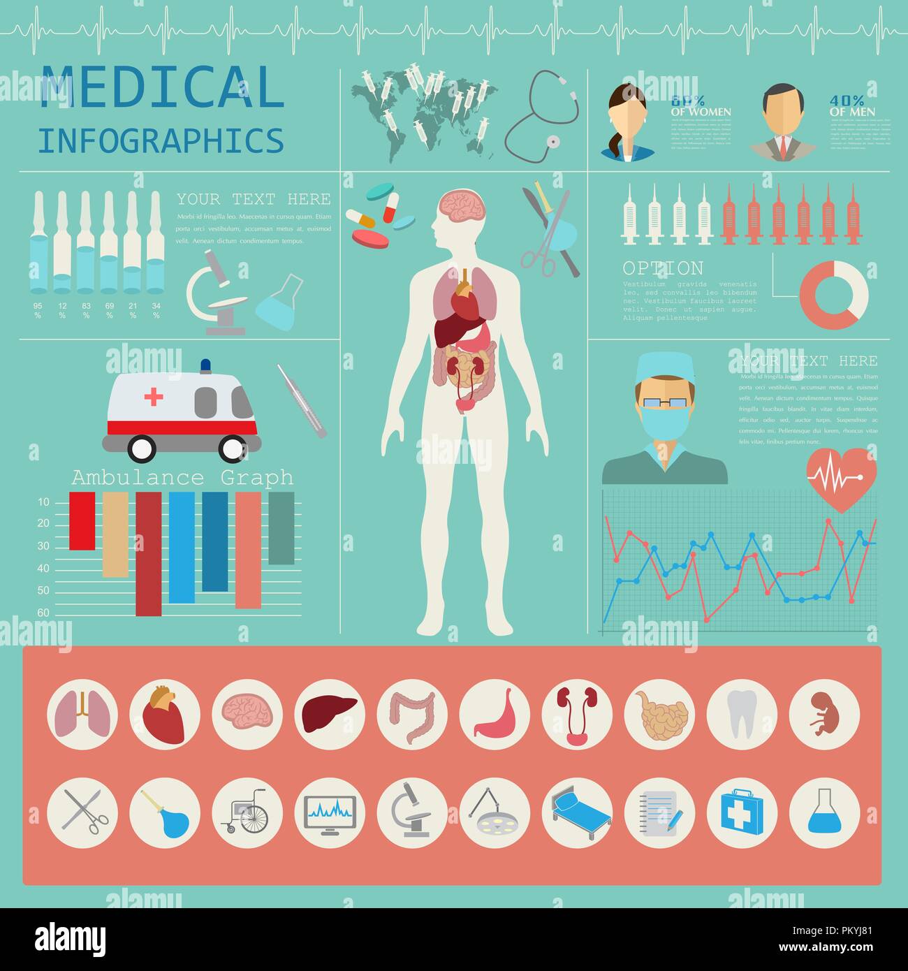 Medical and healthcare infographic, elements for creating infographics ...
