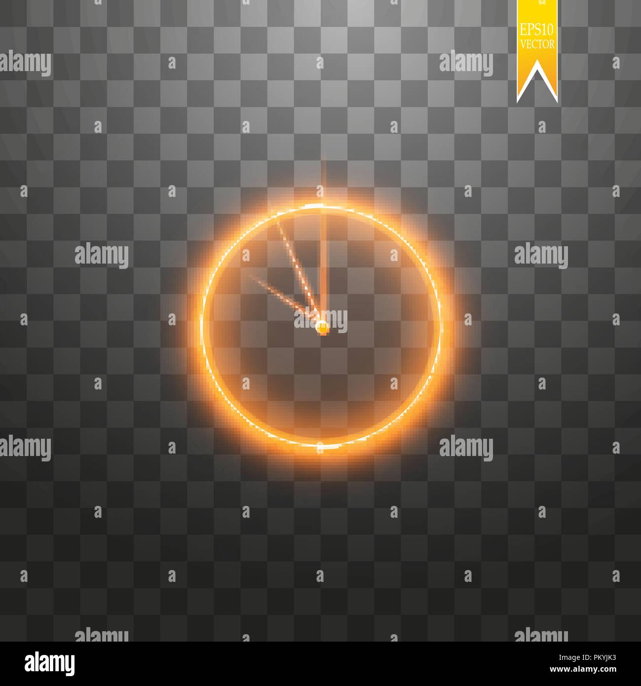 Neon light. Clock line icon. Time sign. Office Watch or Timer symbol ...