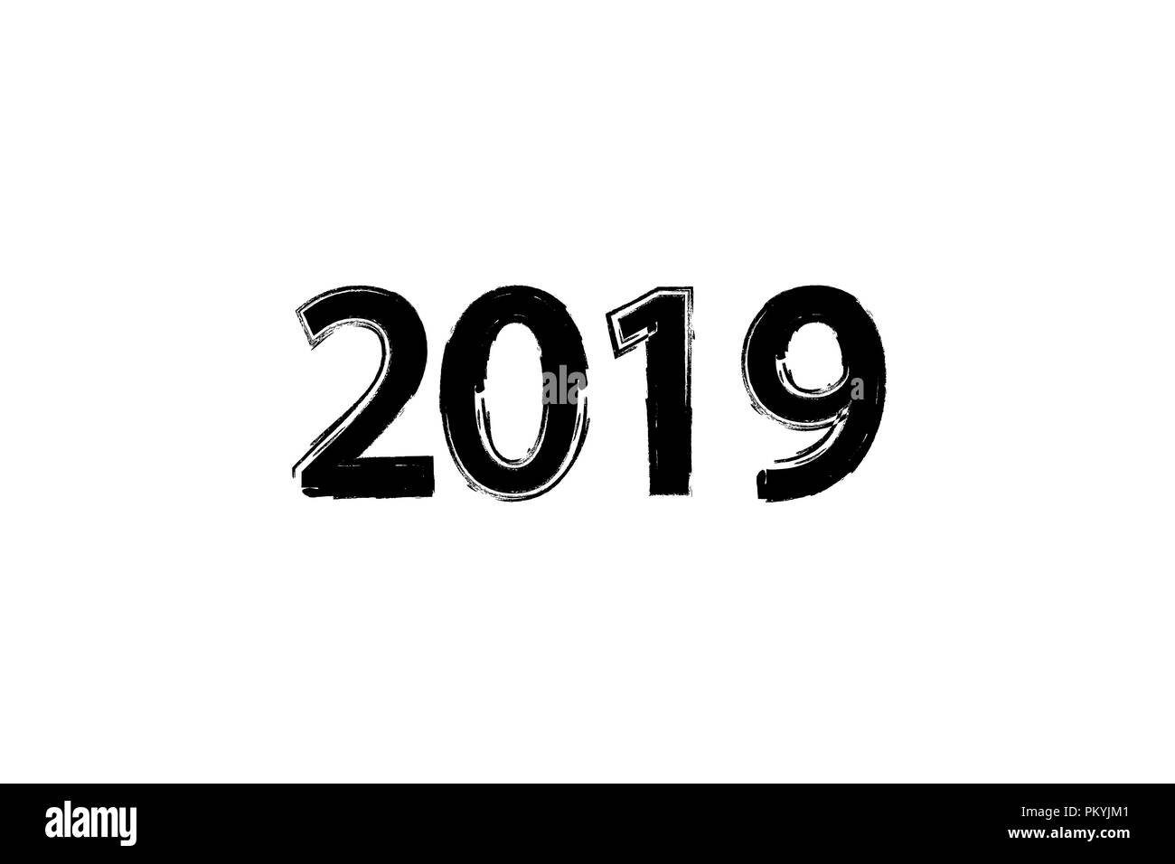 Dry brush texture effect. 2019 numeral hand lettering. Happy New Year ...