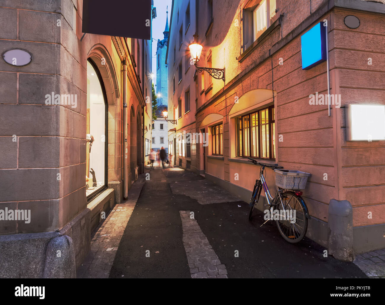 Street of Lucerne, night view Stock Photo - Alamy