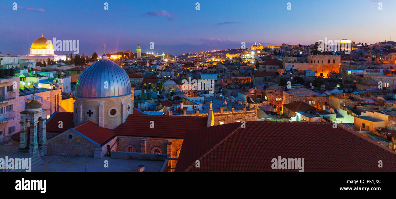 Jerusalem Old City and Temple Mount at Night, Israel Stock Photo - Alamy