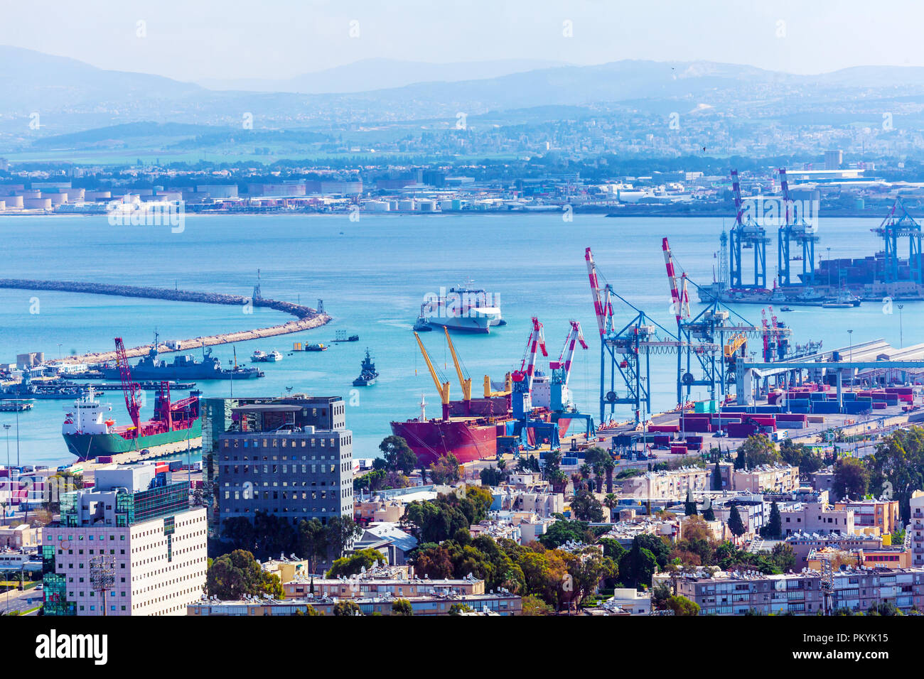 Aerial View of sea Port with Cranes, Haifa, Israel Stock Photo - Alamy