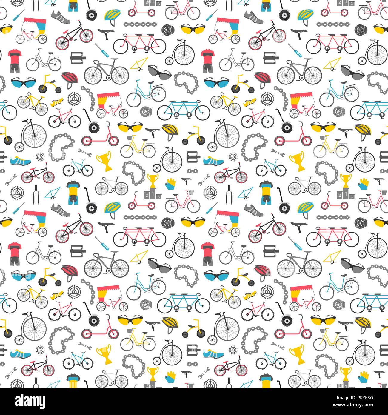 Bicycle pattern. Colour flat design. Vector illustration Stock Vector ...