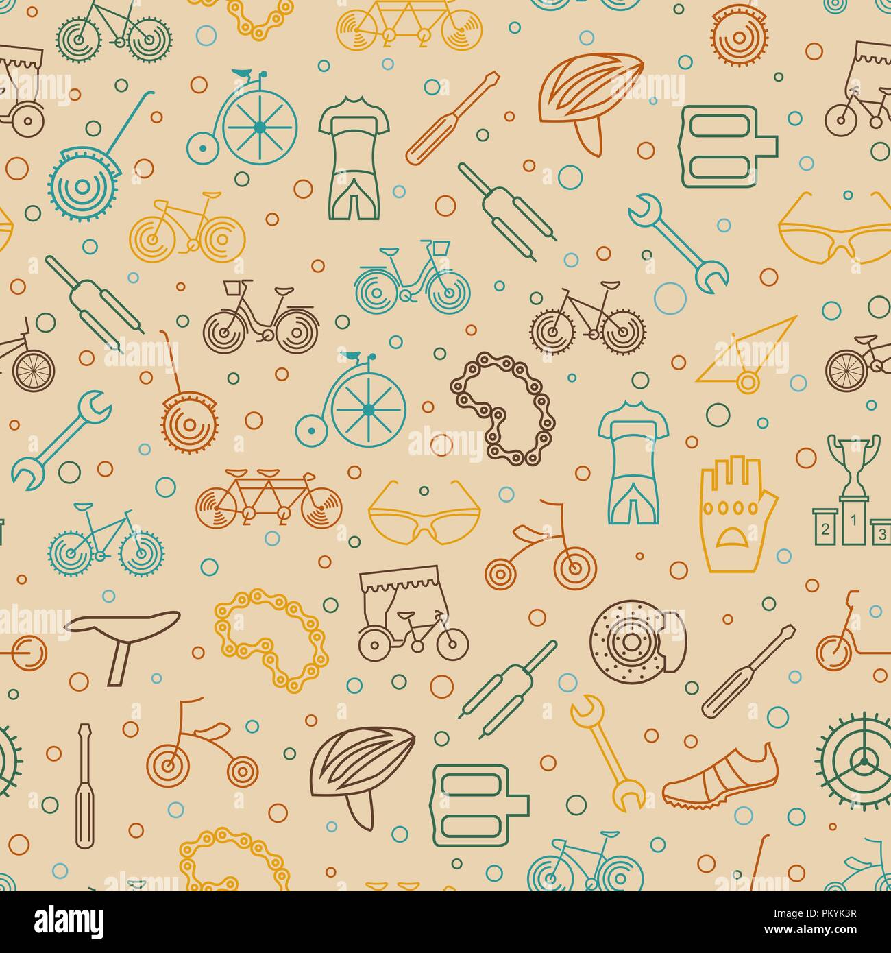Bicycle seamless pattern. Tnin line design. Vector illustration Stock ...