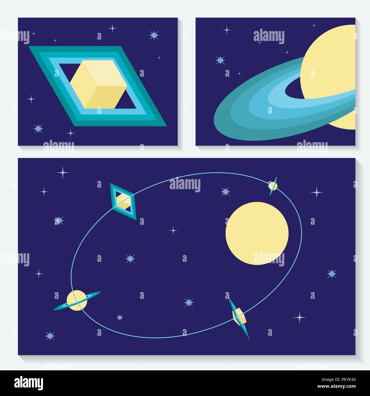 Space, universe graphic design. Banners, layot, flyer templates. Vector ...