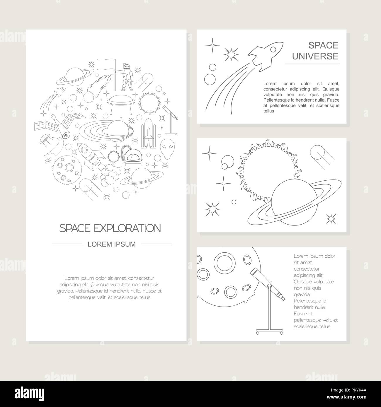 Space, universe graphic design. Banners, layot, flyer templates. Vector ...