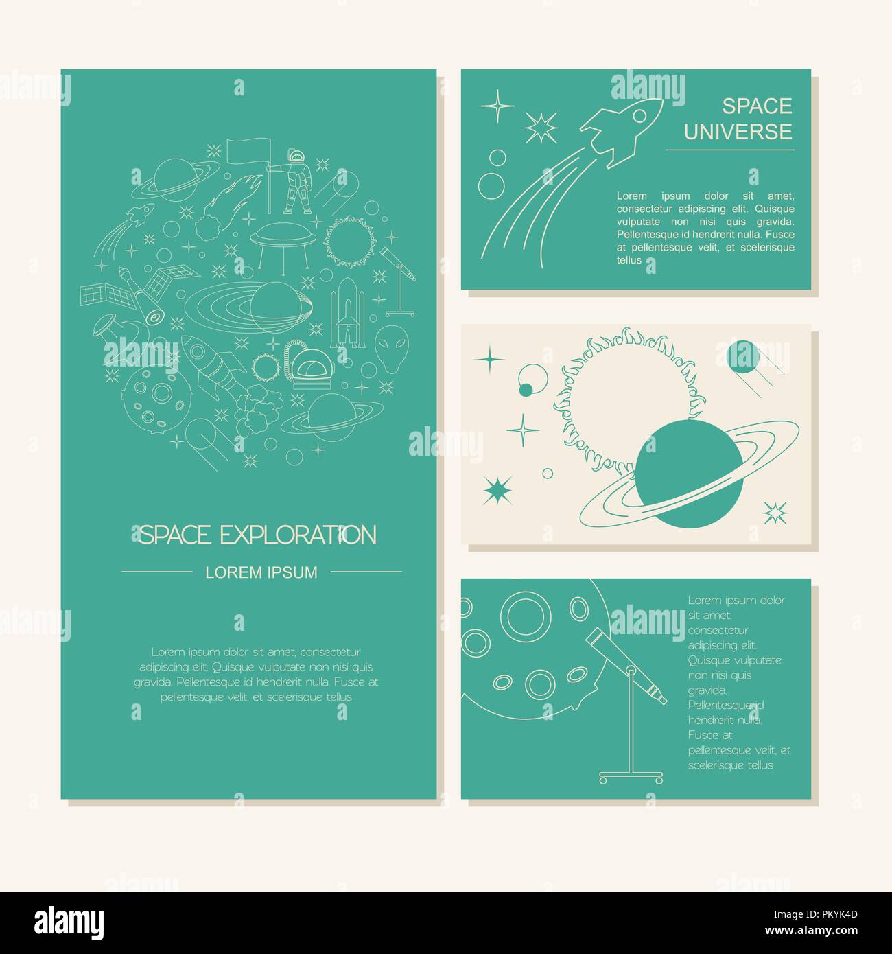 Space, universe graphic design. Banners, layot, flyer templates. Vector ...
