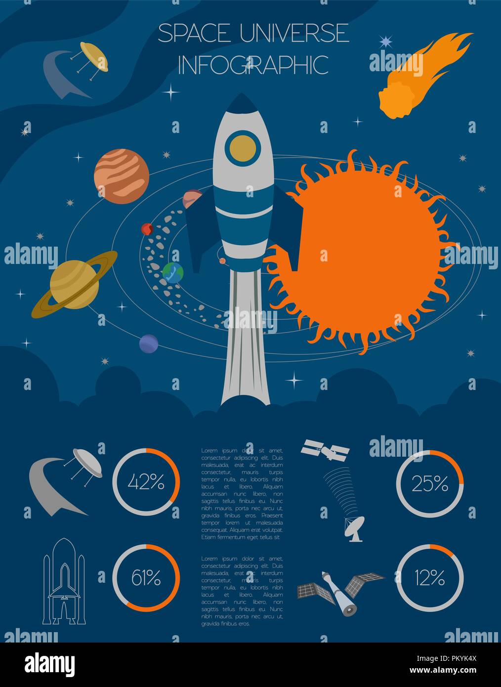 Space, universe graphic design. Infographic template. Vector ...
