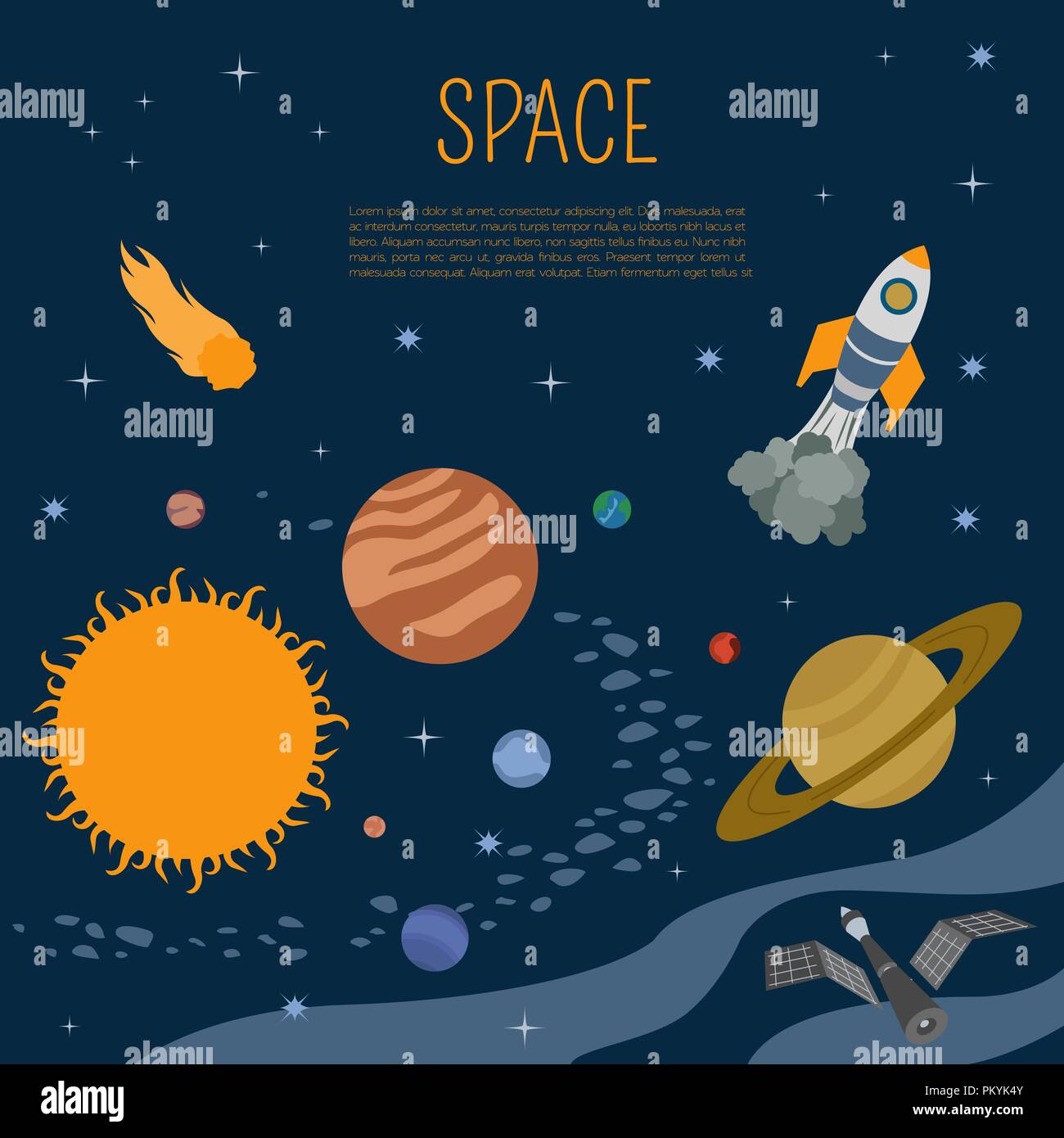 Space, universe graphic design. Infographic template. Vector ...