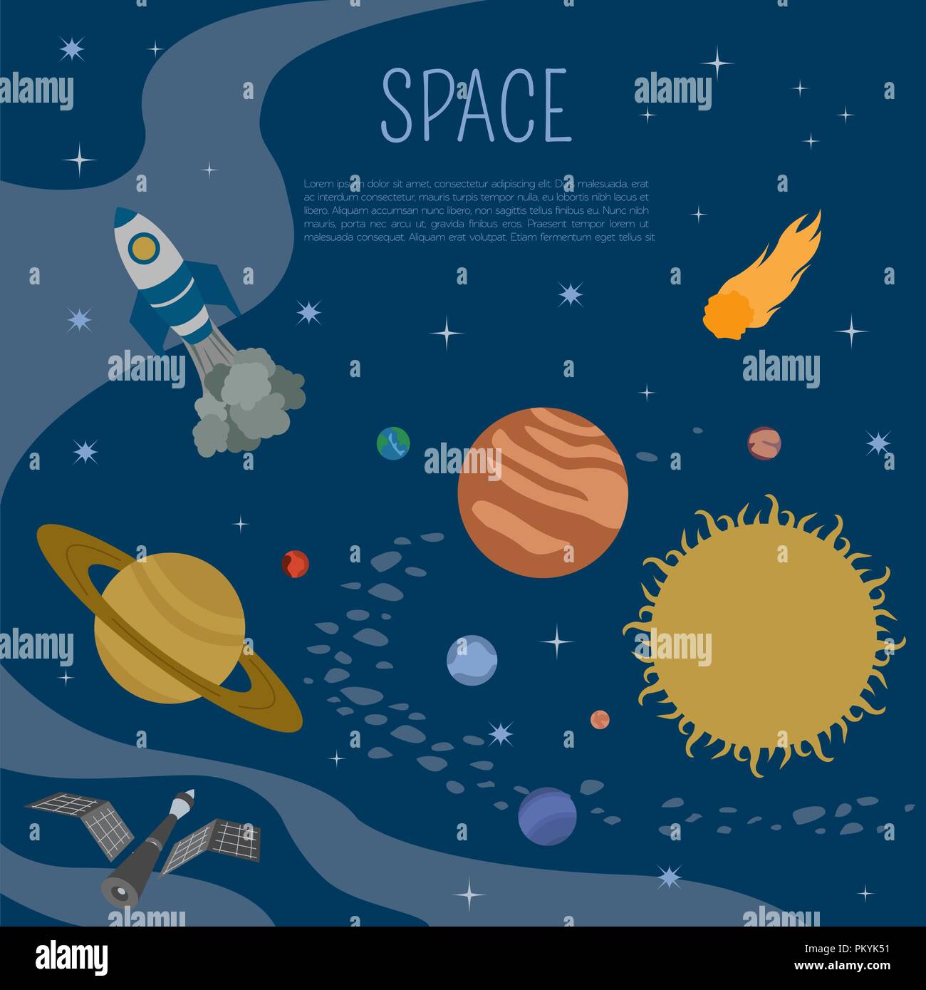Space, universe graphic design. Infographic template. Vector ...