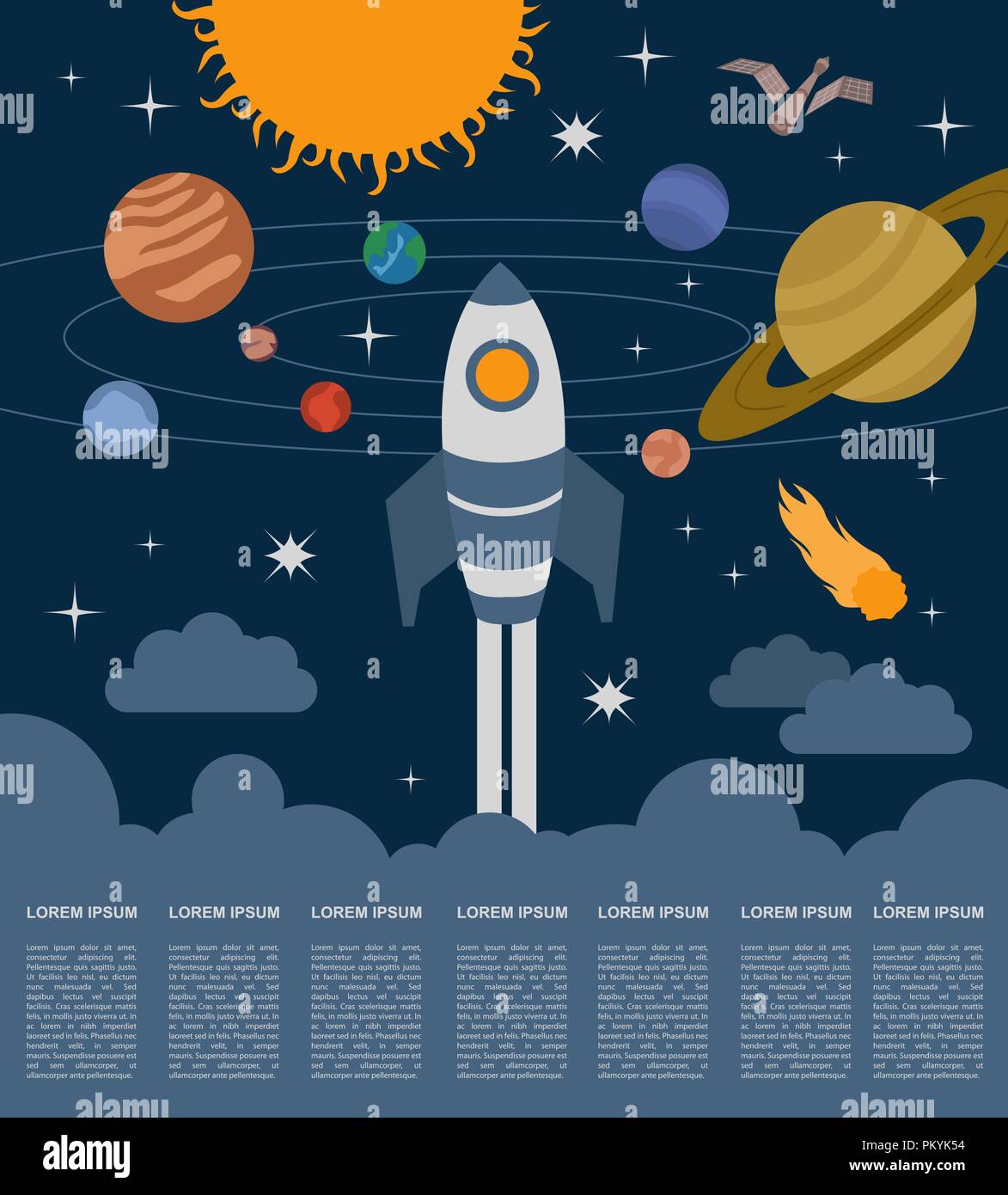 Space, universe graphic design. Infographic template. Vector ...
