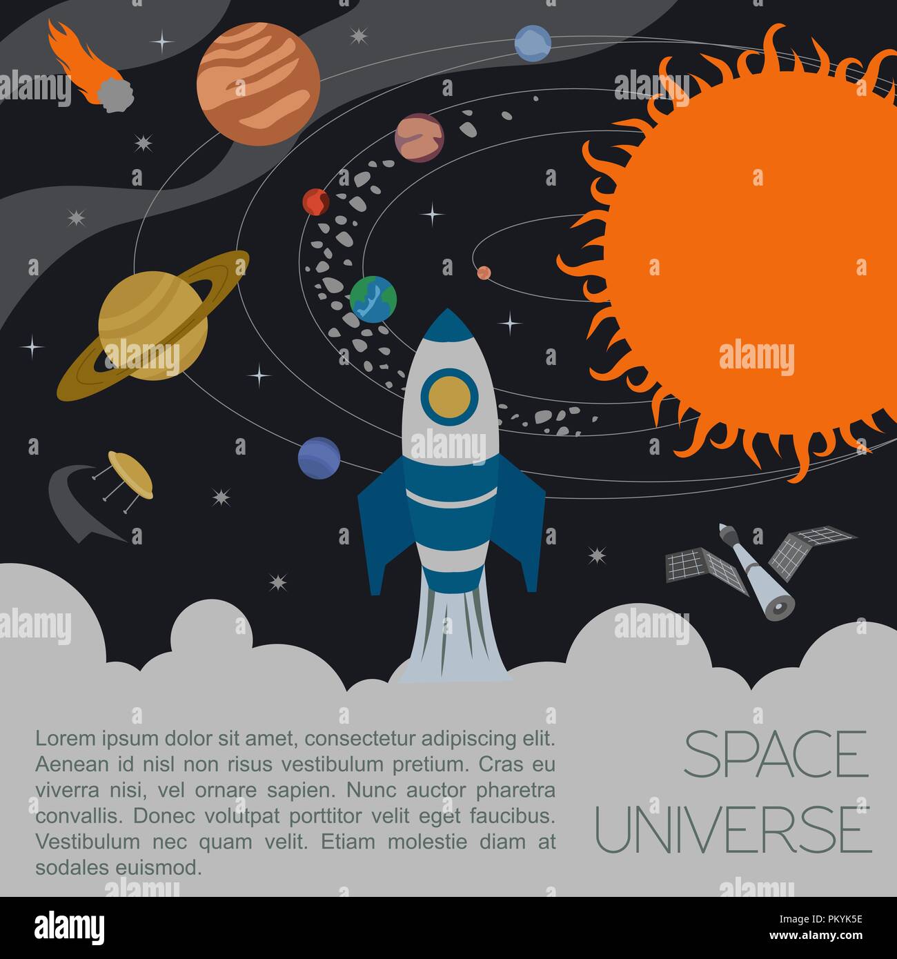 Space, universe graphic design. Infographic template. Vector ...
