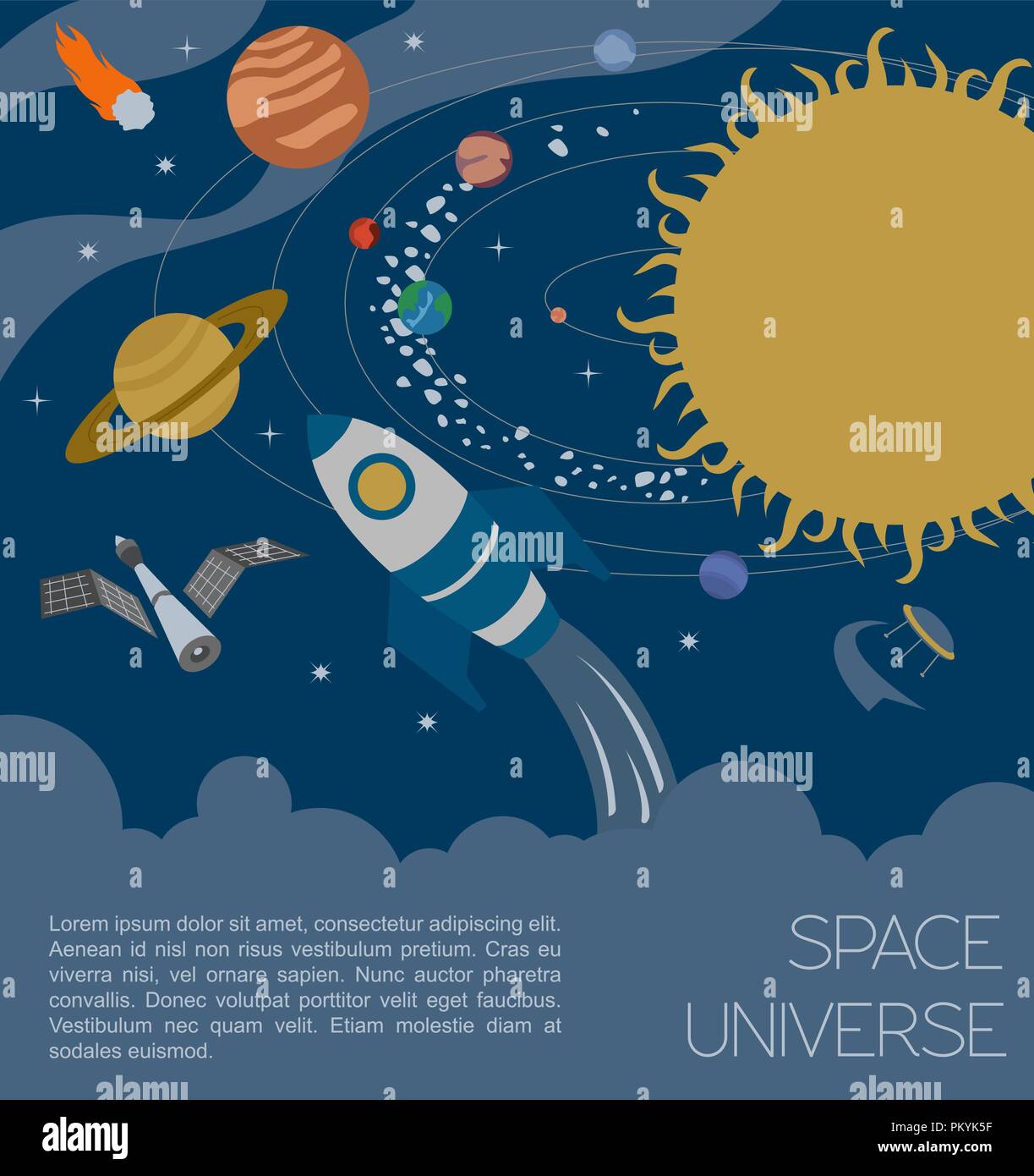 Space, universe graphic design. Infographic template. Vector ...