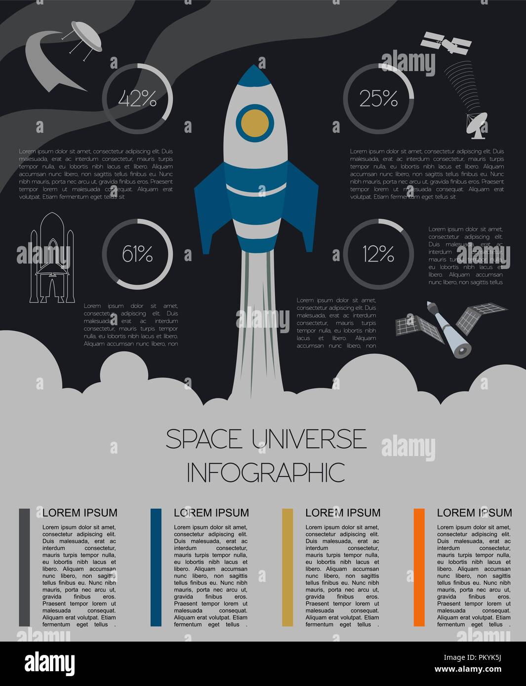 Space, universe graphic design. Infographic template. Vector ...