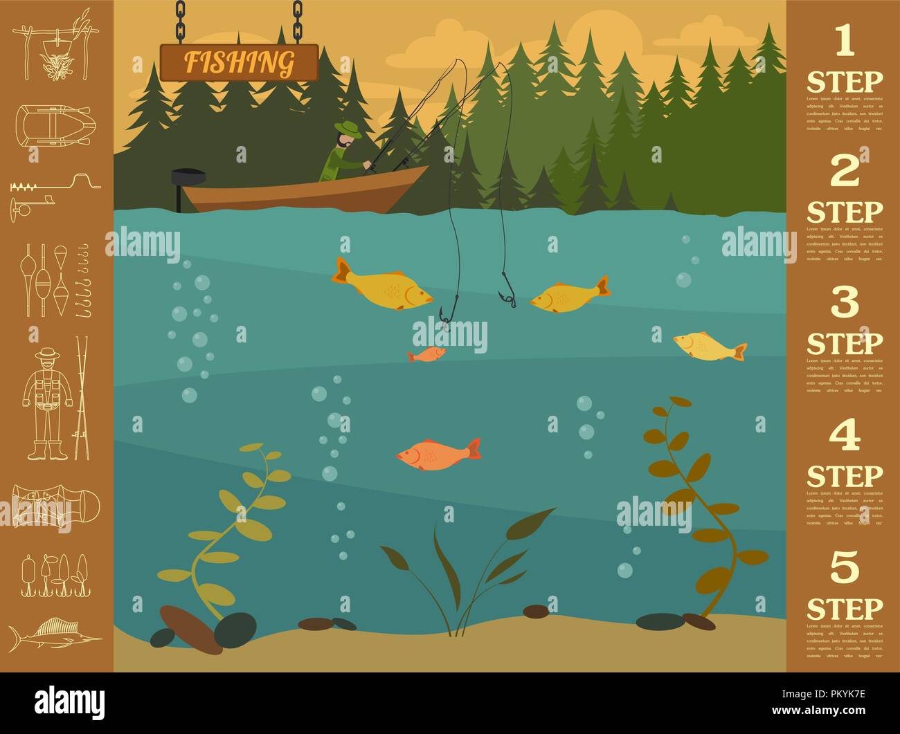 Fishing infographic elements. Set elements for creating your own ...