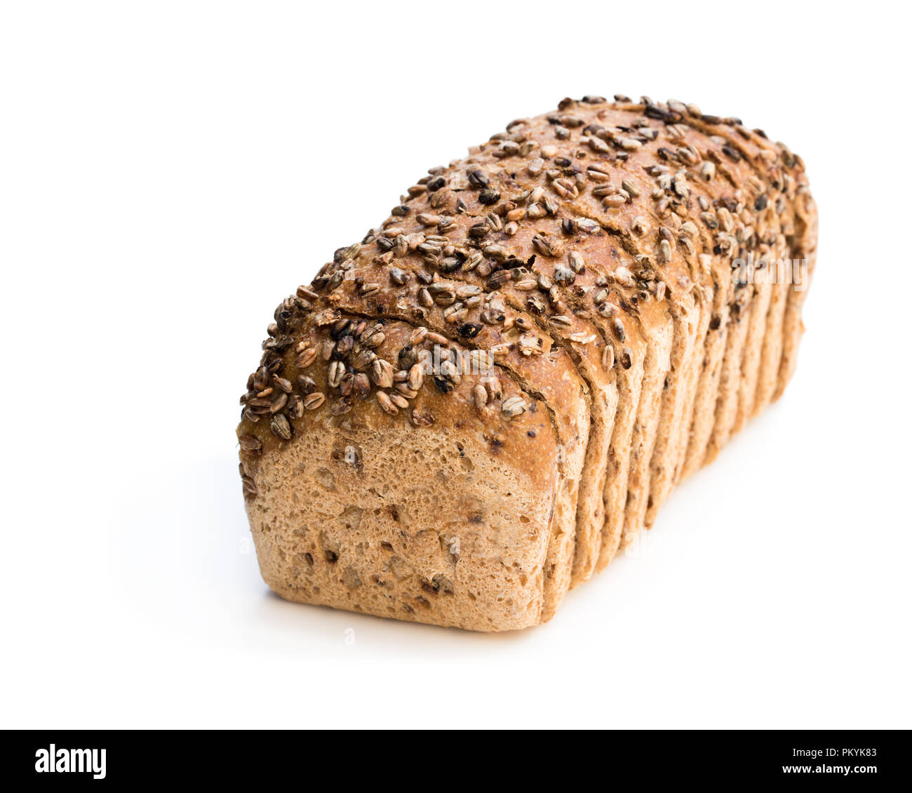 Homemade wholemeal rye bread with pearl barley isolated on white Stock ...