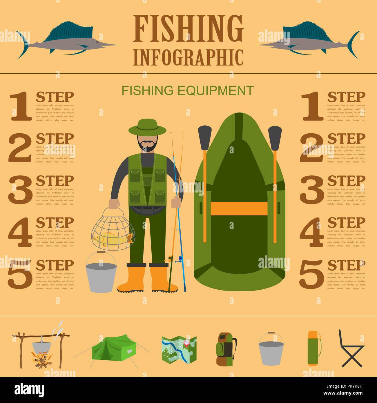 Fishing infographic elements, fishing benefits and destructive fishing ...