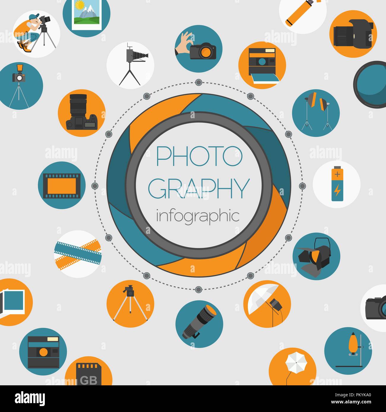 Photography infographics set with photo, camera equipment. Vector ...