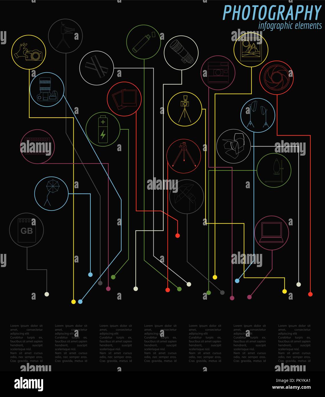 Photography infographics set with photo, camera equipment. Vector ...