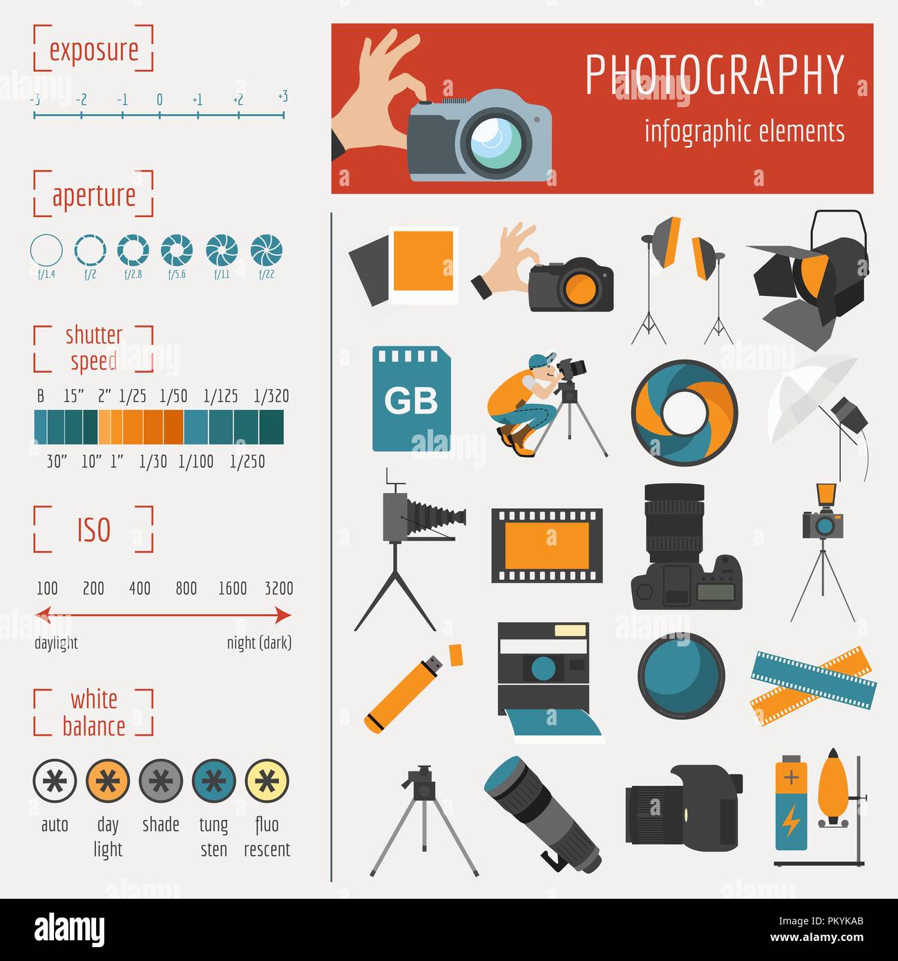 Photography infographics set with photo, camera equipment. Vector ...