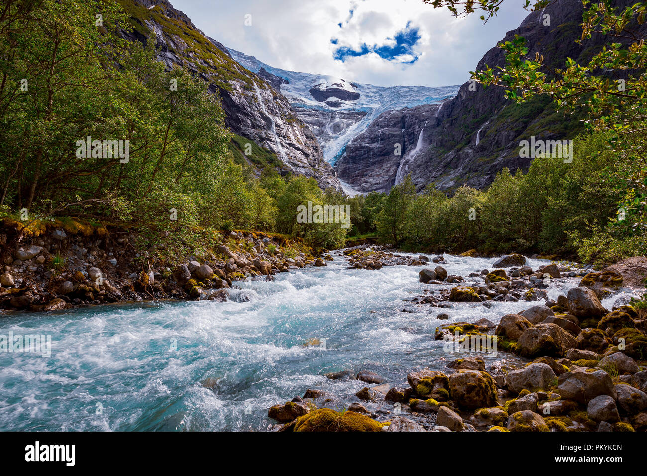 Beautiful Nature Norway natural landscape. Glacier Kjenndalsbreen Stock ...