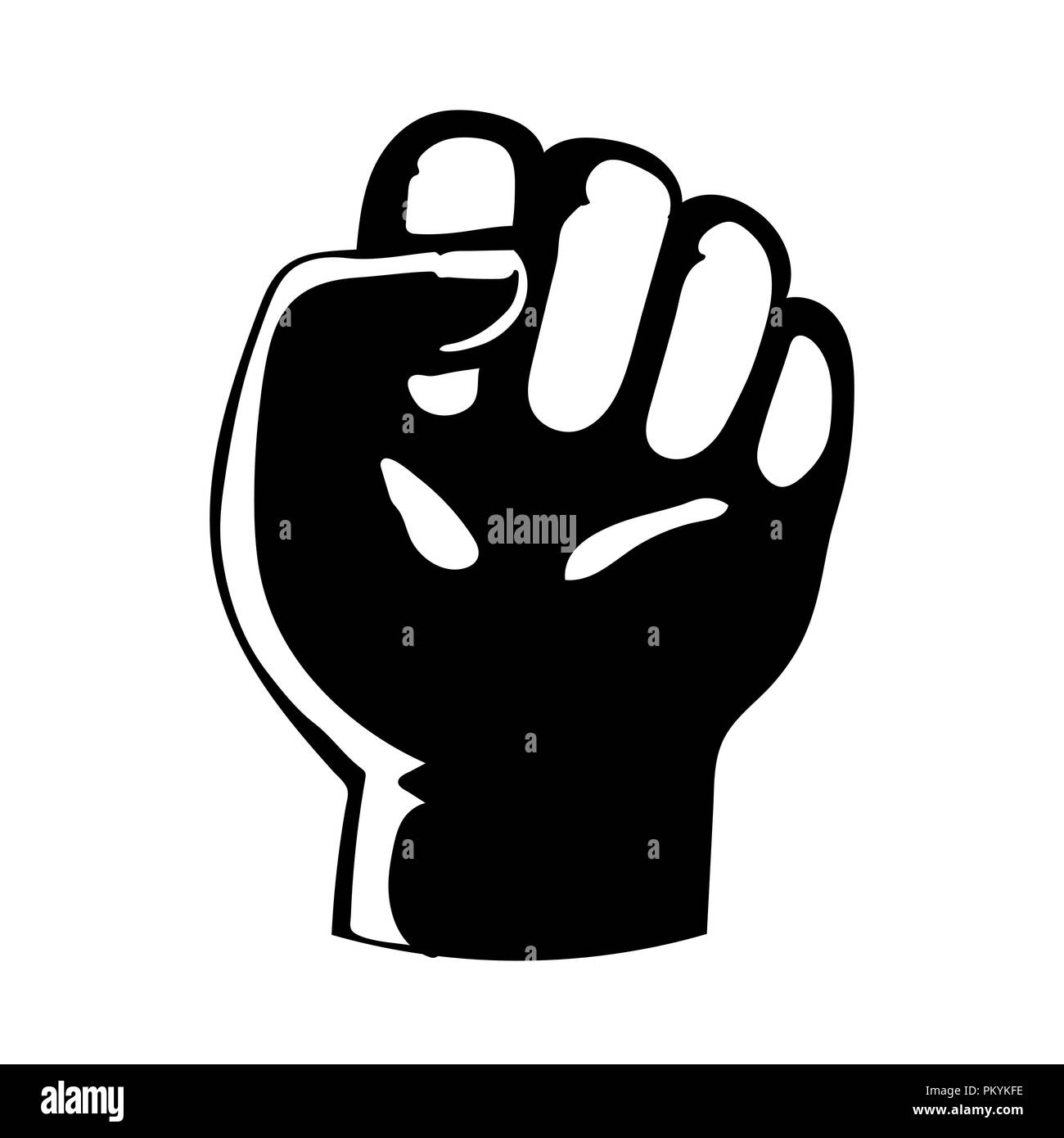 Hand with fingers folded into a fist pointing up, raised hand showing a ...