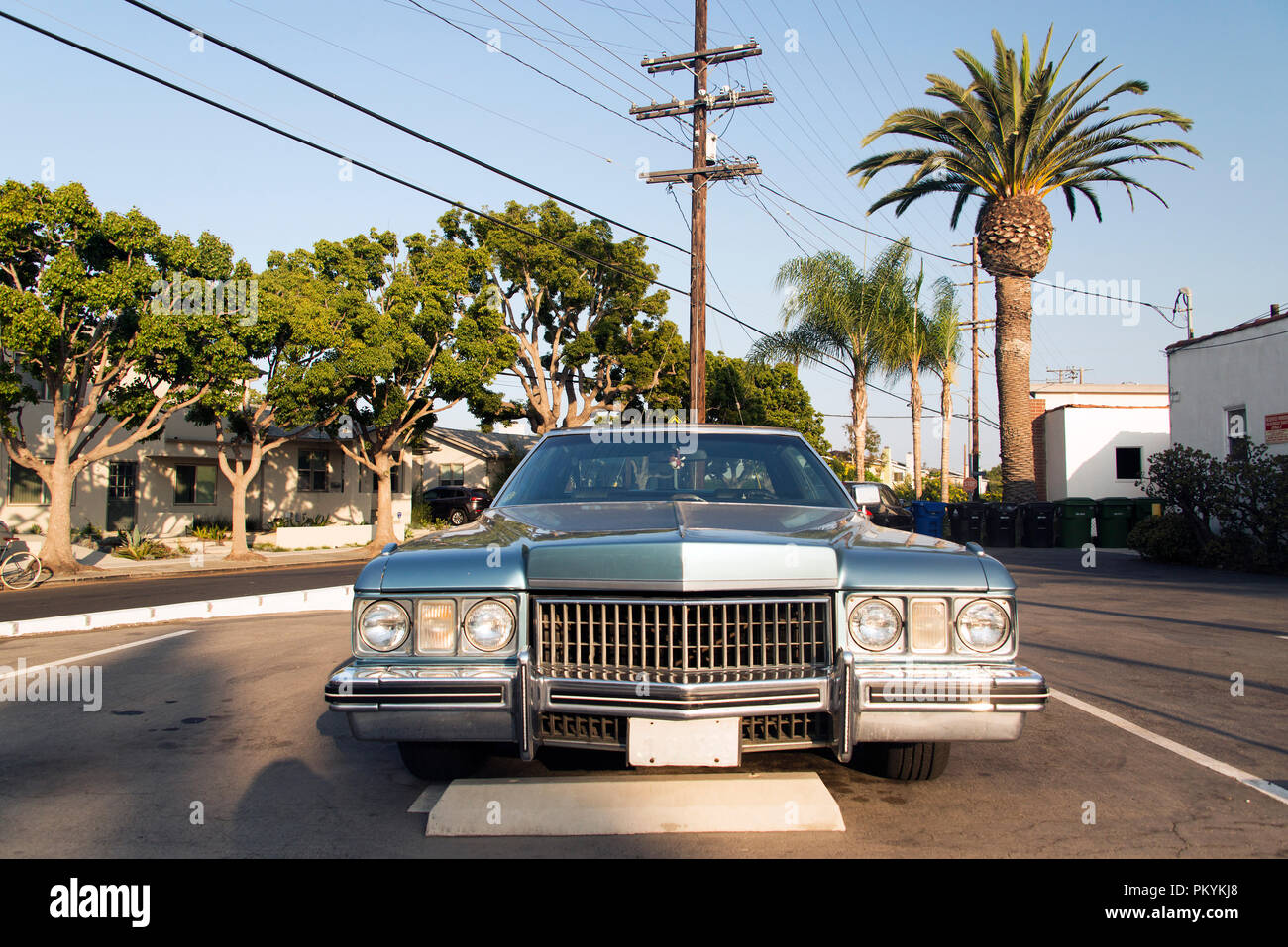 A view of a classic vintage pick up truck car in the street in LA Stock ...