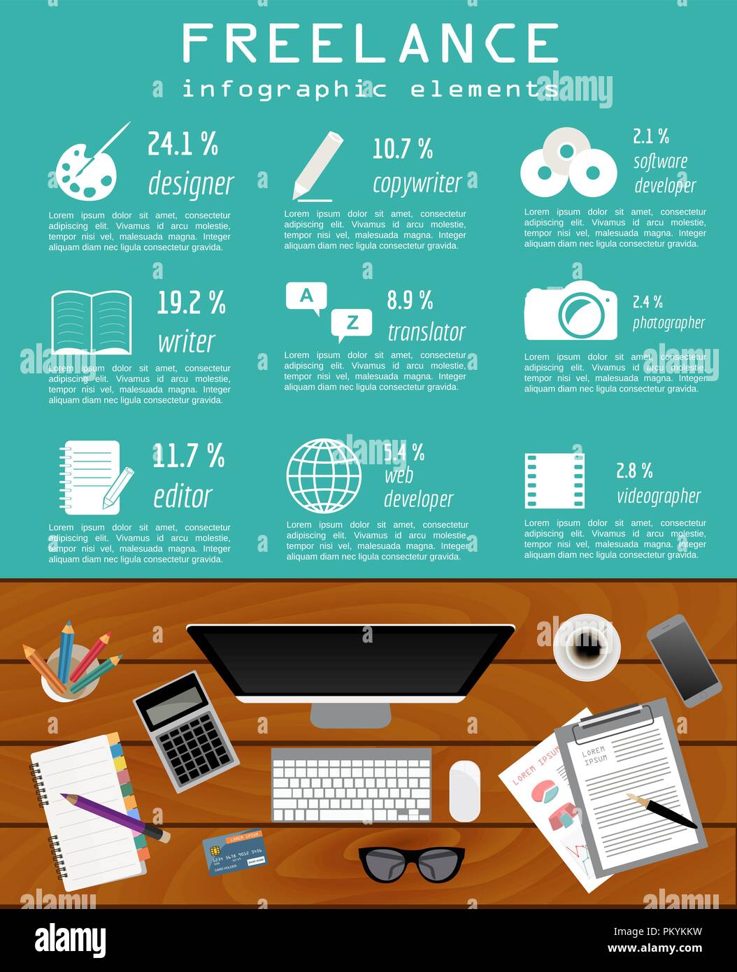 Freelance infographic template. Set elements for creating you own ...