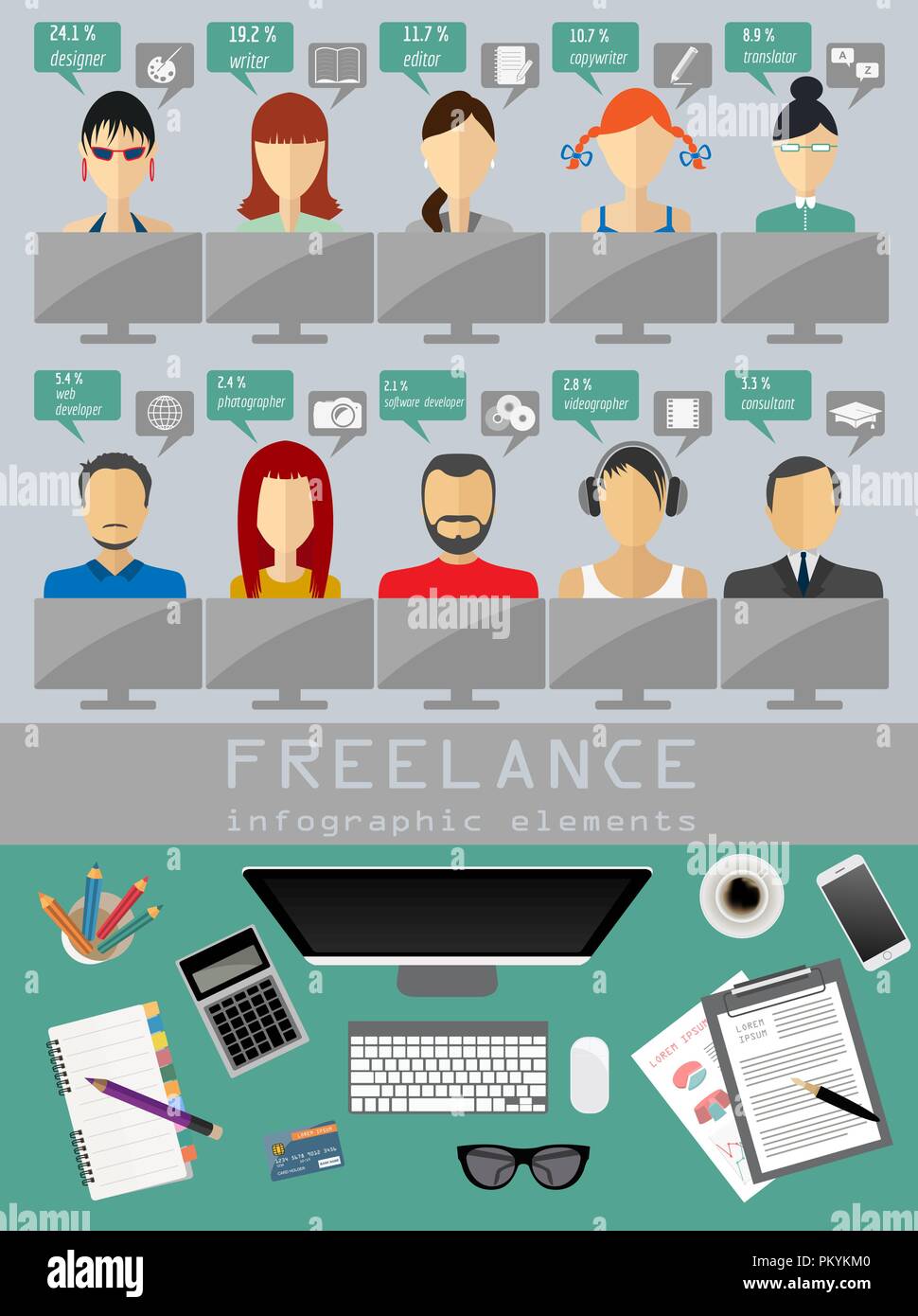 Freelance infographic template. Set elements for creating you own ...