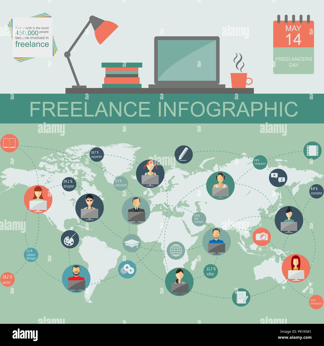 Freelance infographic template. Set elements for creating you own ...