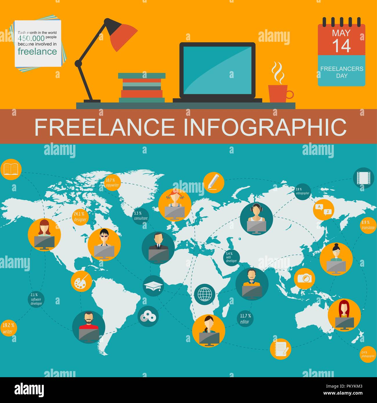 Freelance infographic template. Set elements for creating you own ...