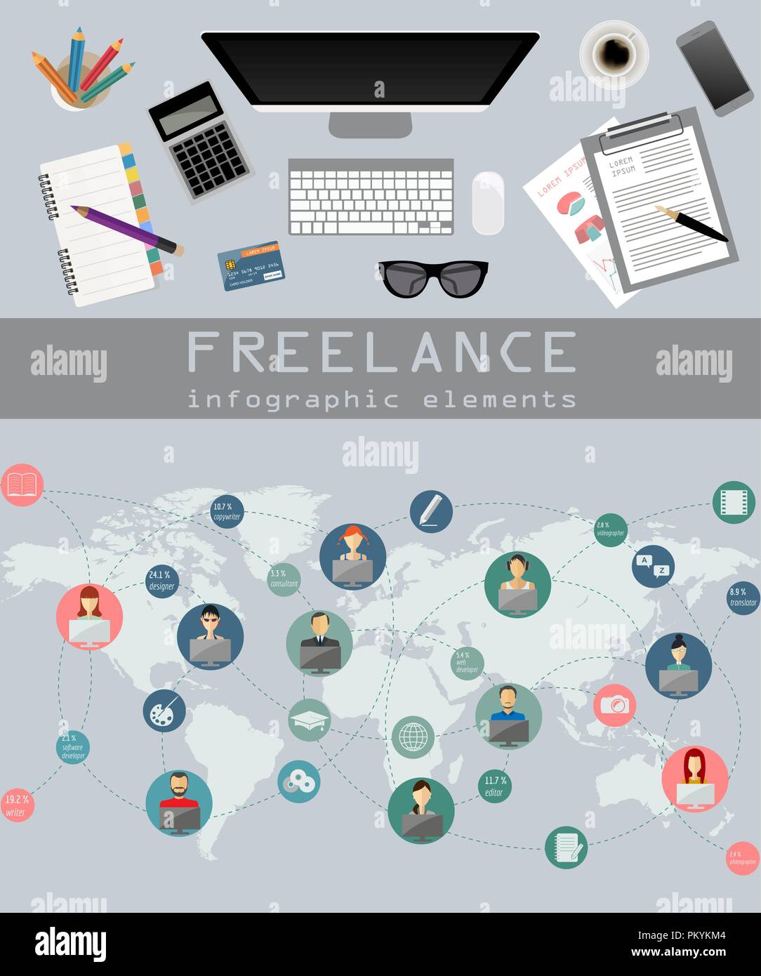 Freelance infographic template. Set elements for creating you own ...